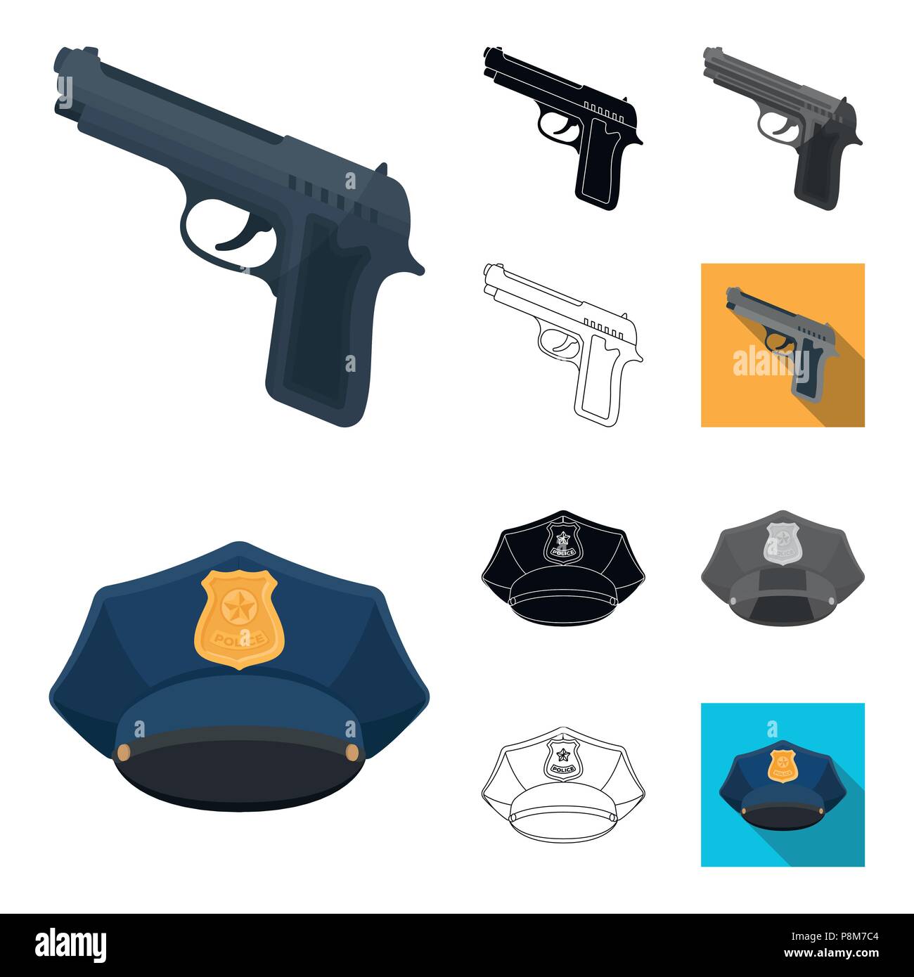 Police, Department cartoon,black,flat,monochrome,outline icons in set ...