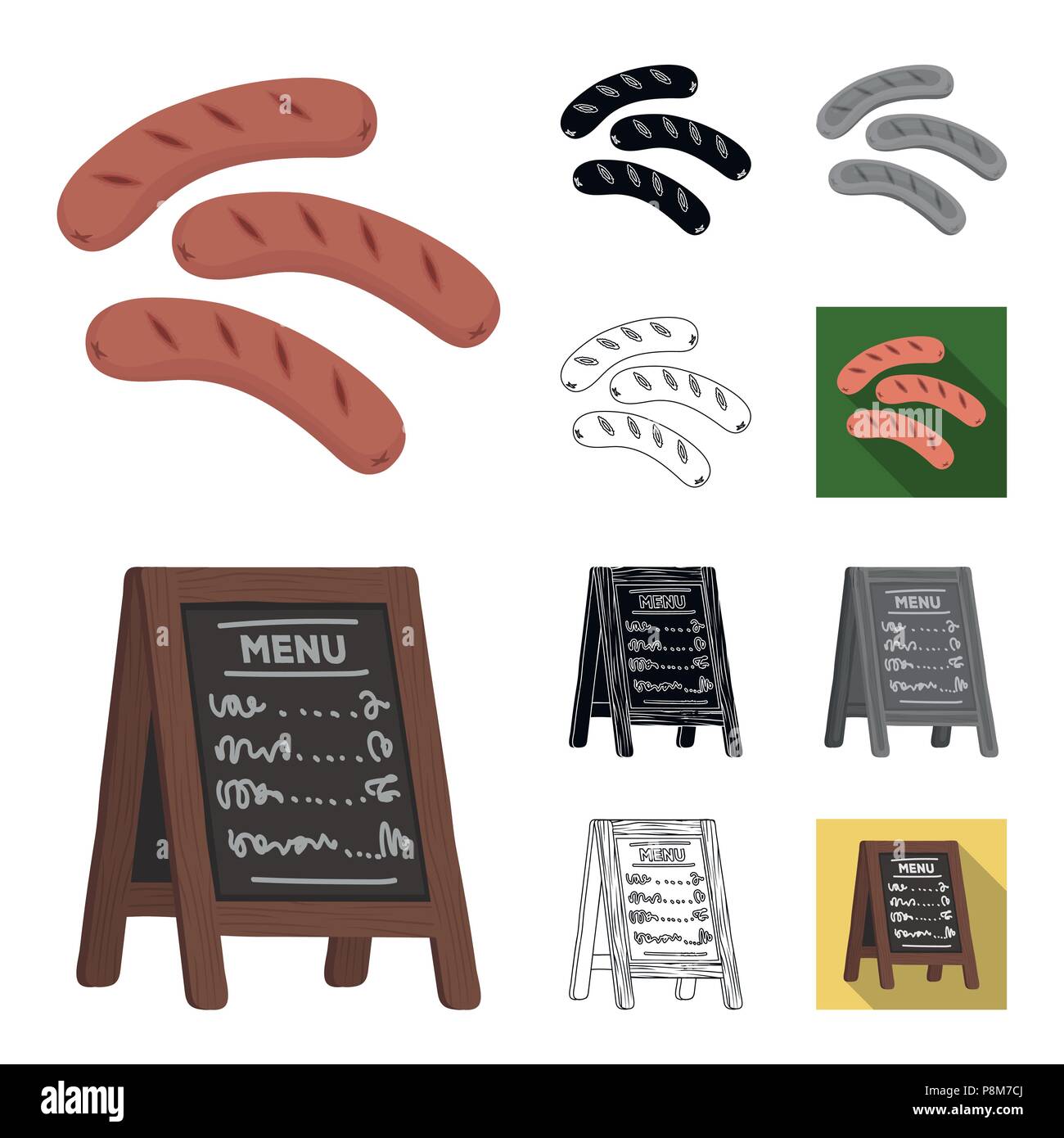 Pub, interior and equipment cartoon,black,flat,monochrome,outline icons ...