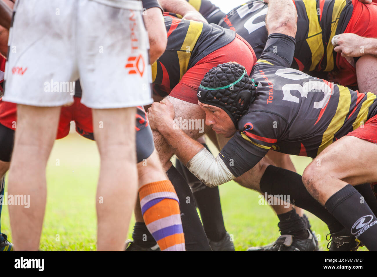 POINTNOIRE/CONGO - 18MAY2013 - Team of amateur friends playing rugby ...