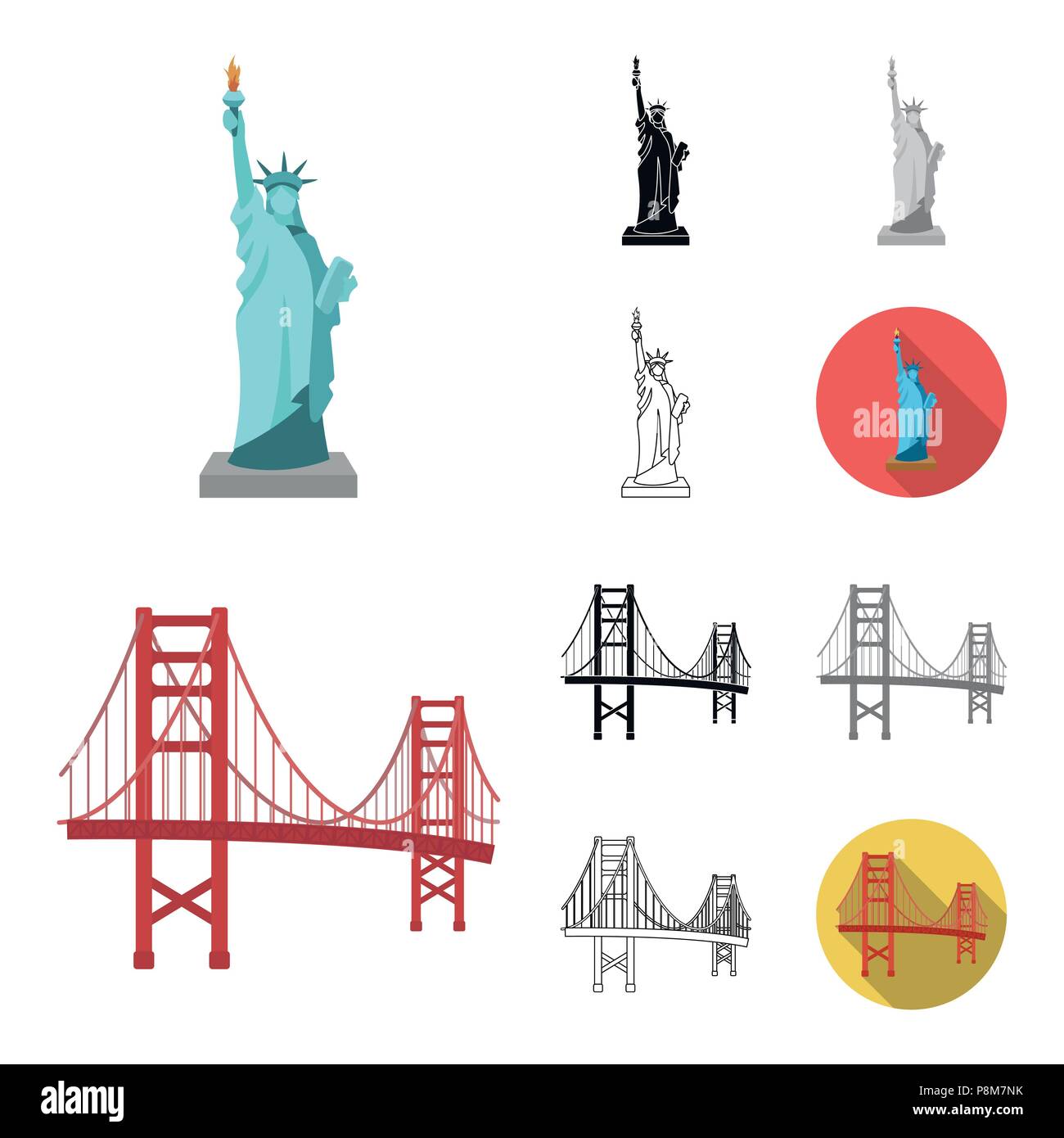 USA country cartoon,black,flat,monochrome,outline icons in set ...