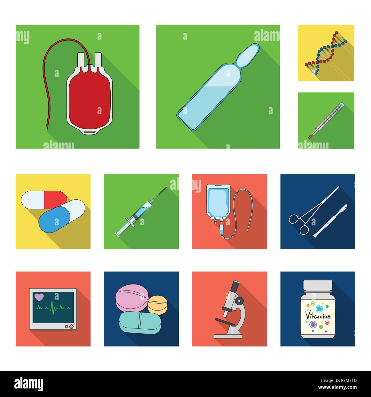 Medicine and treatment flat icons in set collection for design ...