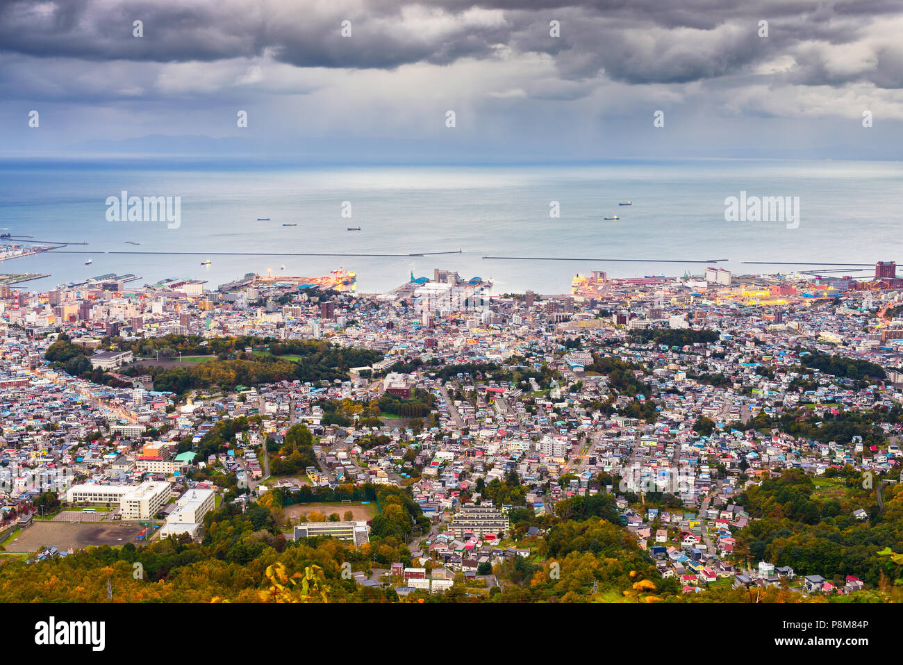 Otaru, Hokkaido, Japan town cityscape over Ishikari Bay Stock Photo - Alamy