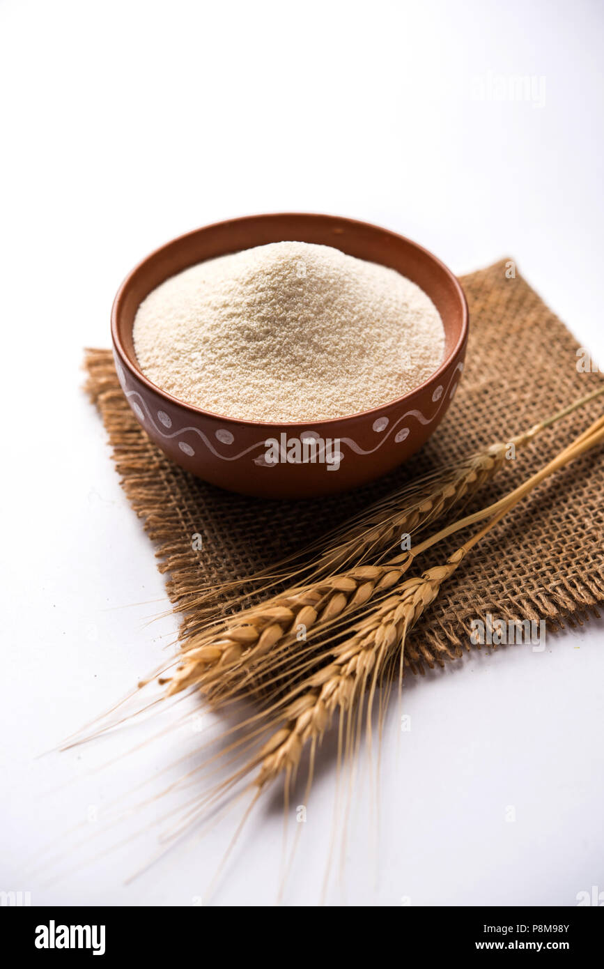 Raw Semolina flour or Rava powder is the coarse, purified wheat ...