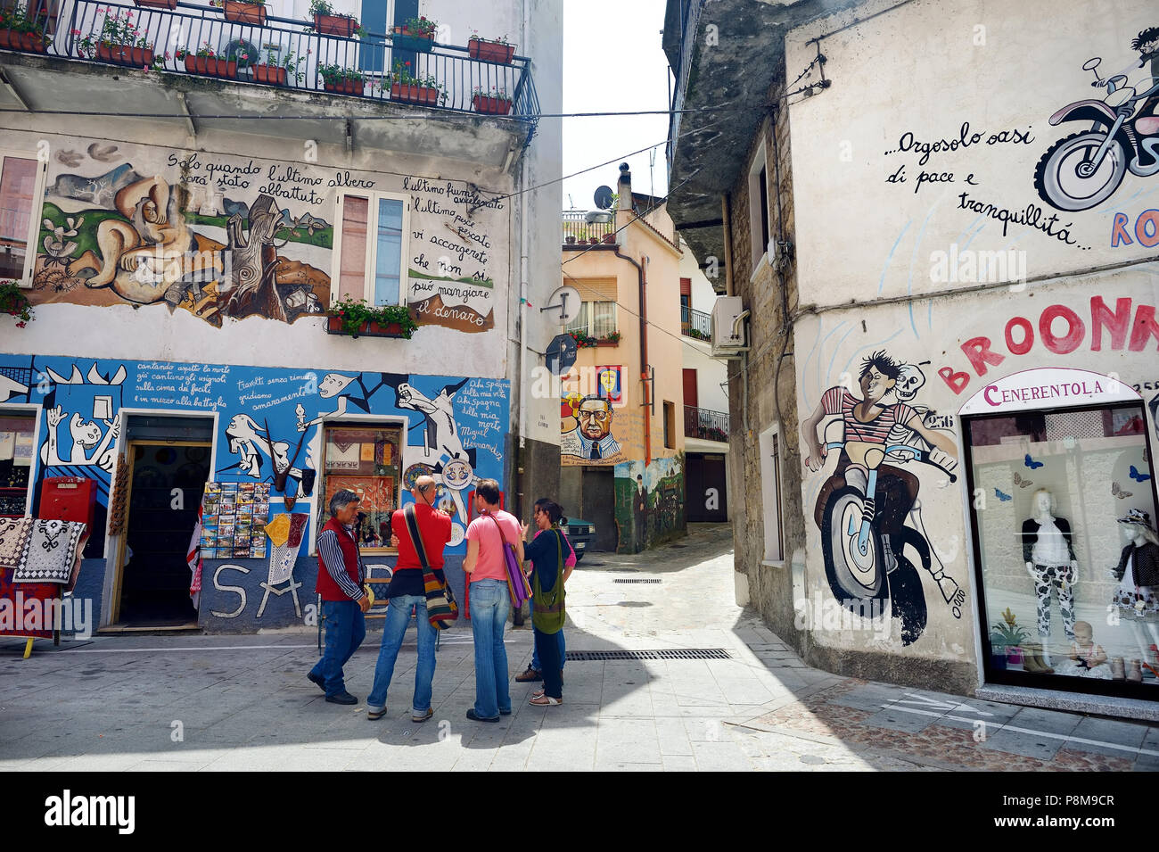 ORGOSOLO, ITALY - MAY 21, 2014: Murals wall paintings about political ...