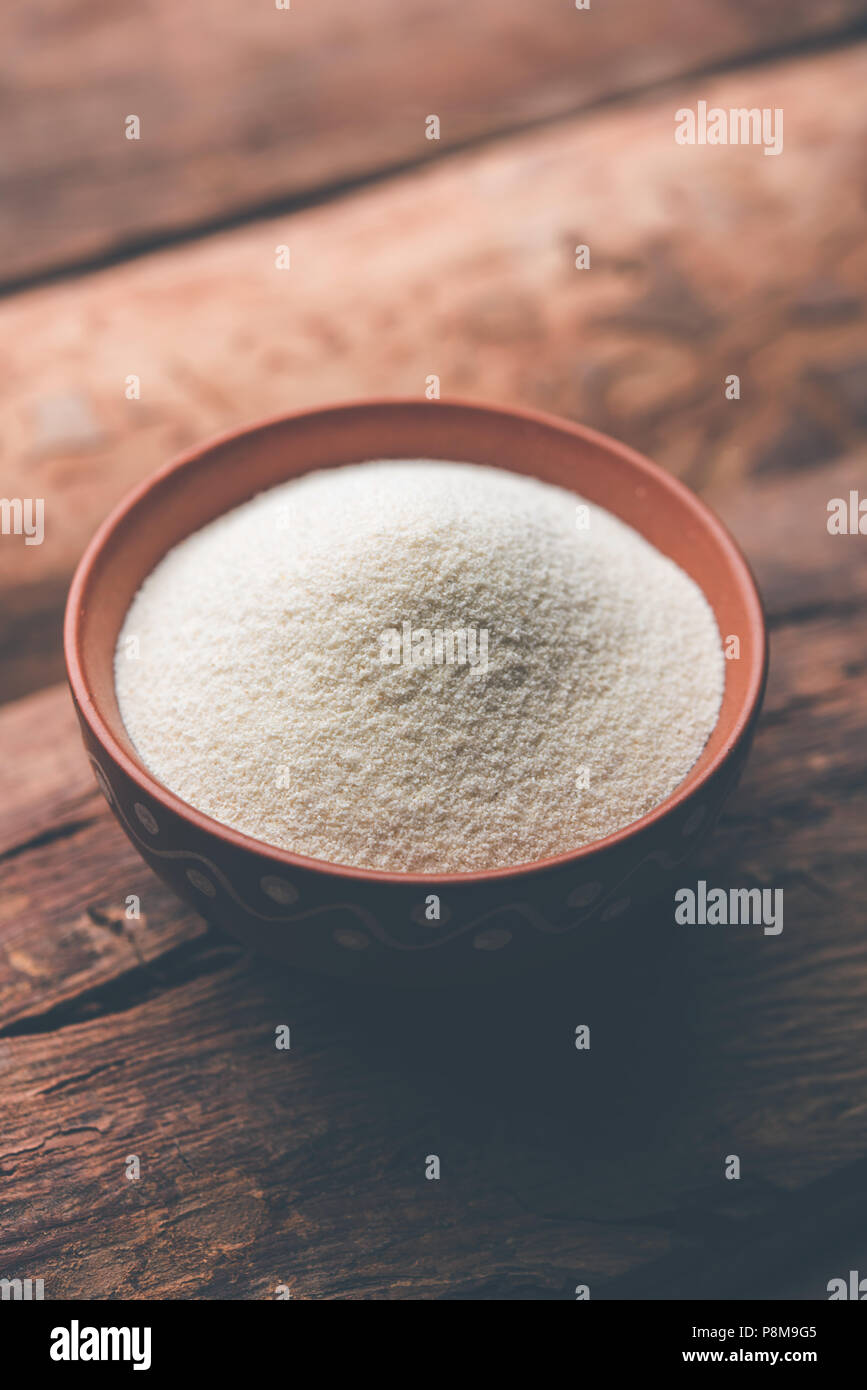 Raw Semolina flour or Rava powder is the coarse, purified wheat ...