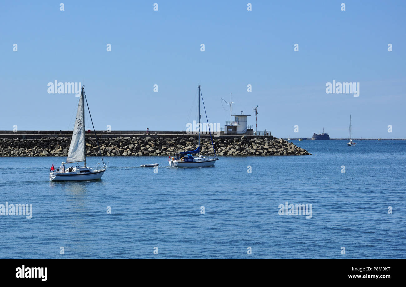 Yachts leaving port towards Plymouth Sound and the English Channel ...