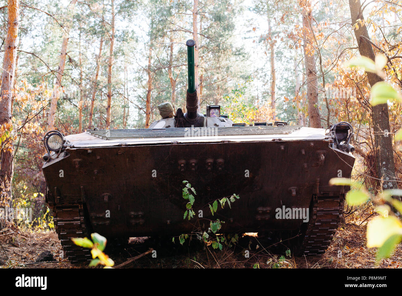 real battle tanks disguised in the trenches Donbass Ukraine Stock Photo ...