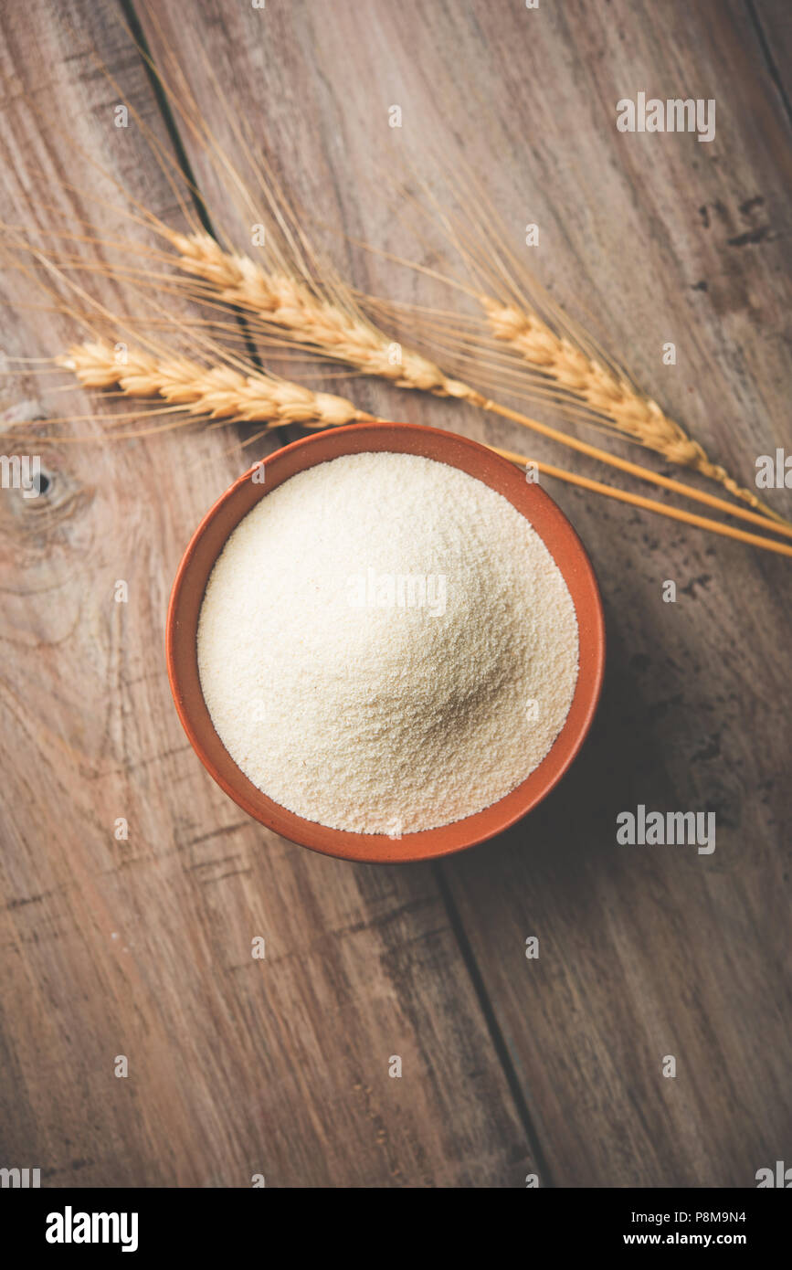 Raw Semolina flour or Rava powder is the coarse, purified wheat ...