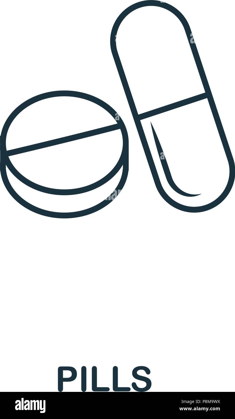 Pill icon. Outline style icon design. UI. Illustration of pill icon ...