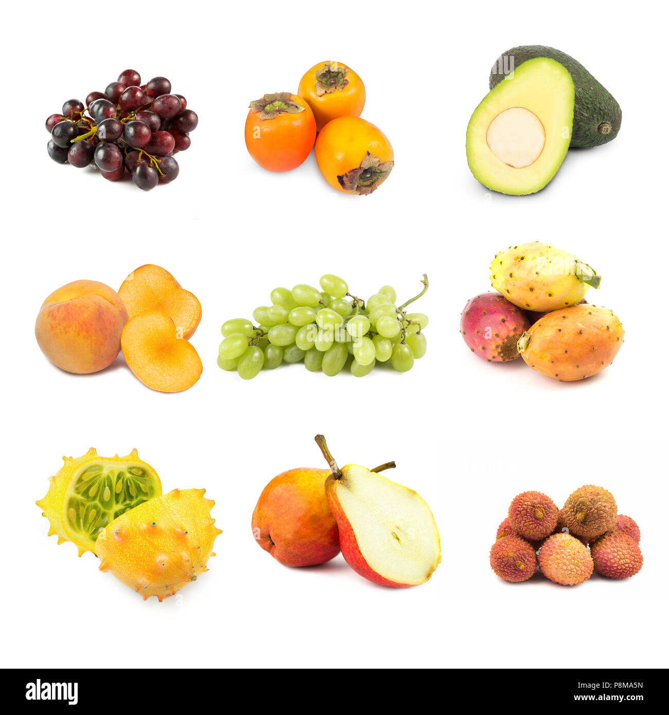 mix of fresh raw fruits on white background Stock Photo - Alamy