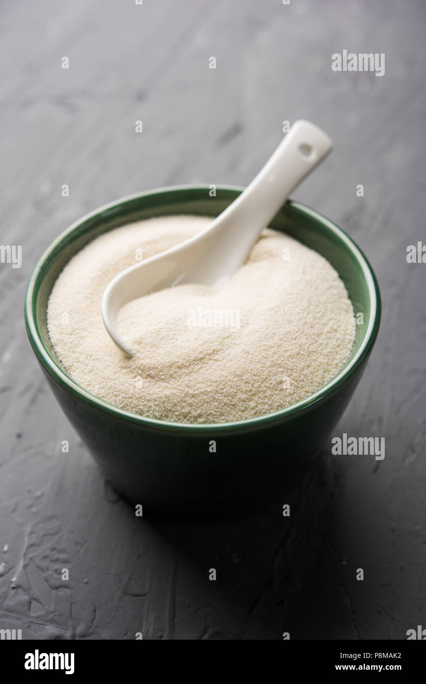 Raw Semolina flour or Rava powder is the coarse, purified wheat ...
