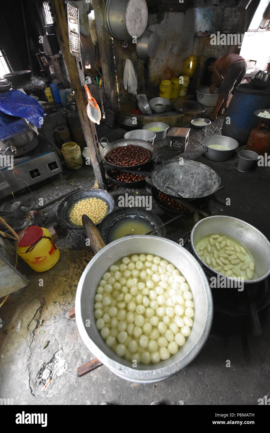 Shitala Mistanna Bhandar (A Bengali sweet house) kitchen, Batai zero ...
