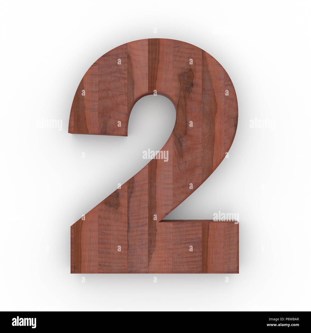 Wooden number 2 isolated on white background Stock Photo - Alamy