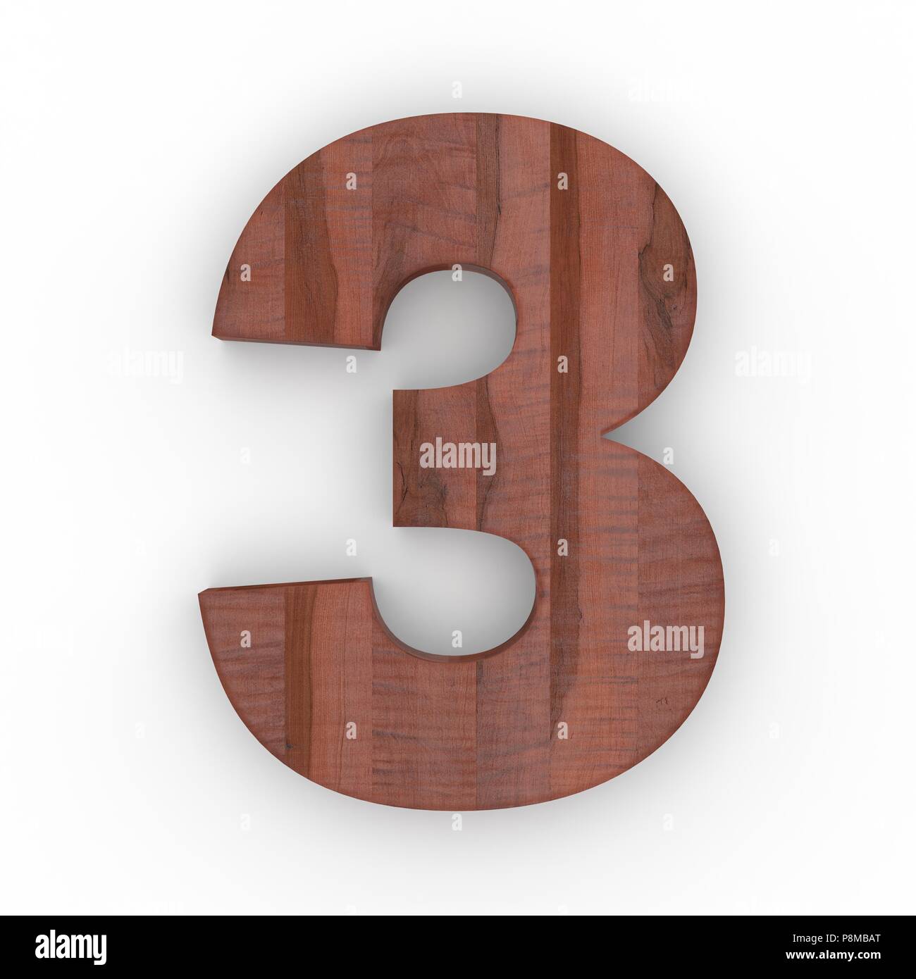 Wooden number 3 isolated on white background Stock Photo - Alamy