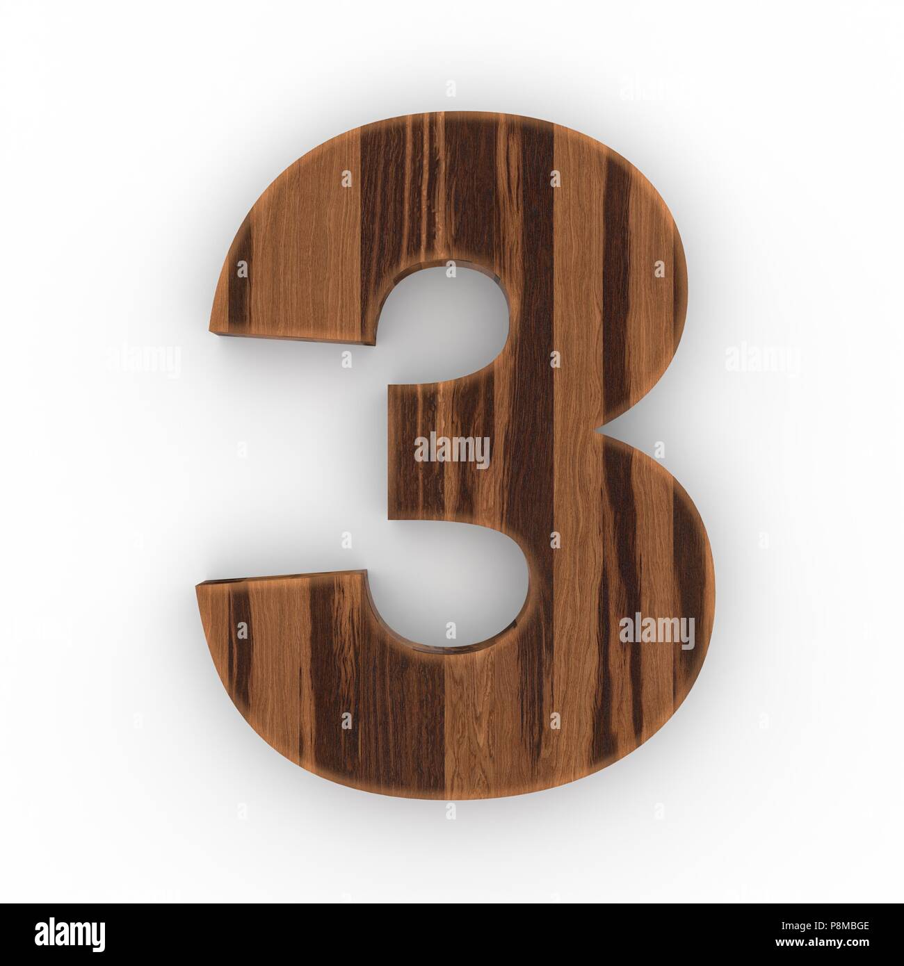 Wooden number 3 isolated on white background Stock Photo - Alamy