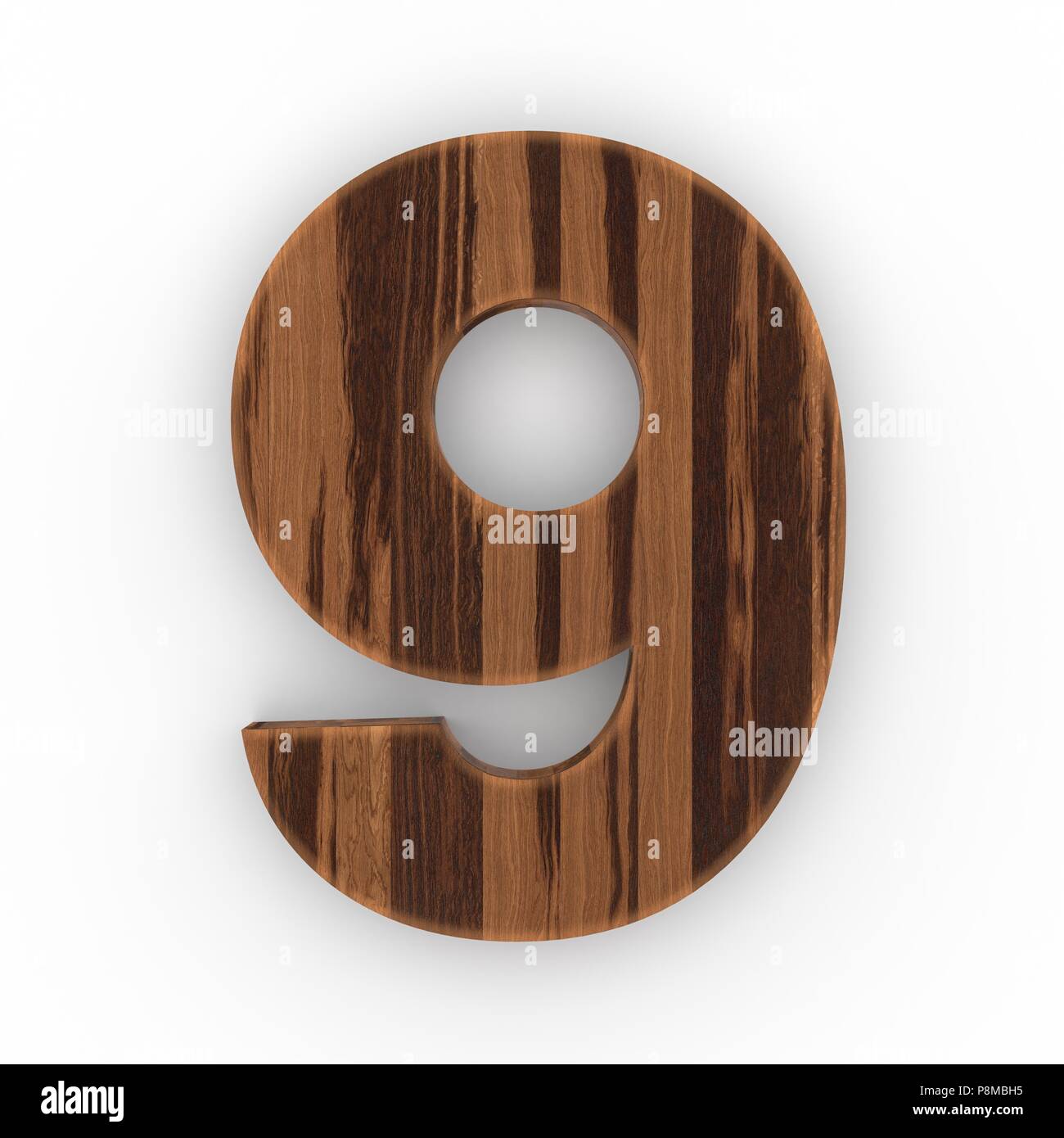 Wooden number 9 isolated on white background Stock Photo - Alamy