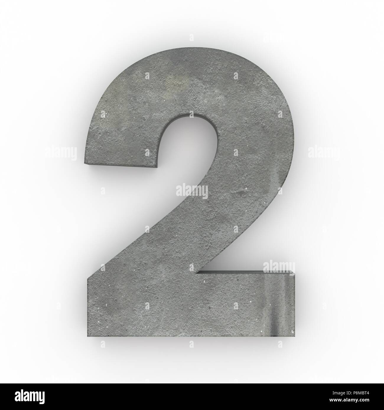 Concrete number 2 isolated on white background Stock Photo - Alamy