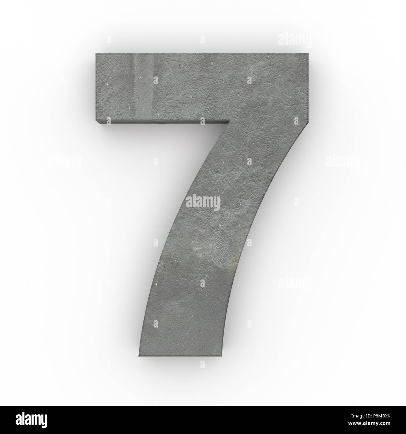 Concrete number 7 isolated on white background Stock Photo - Alamy