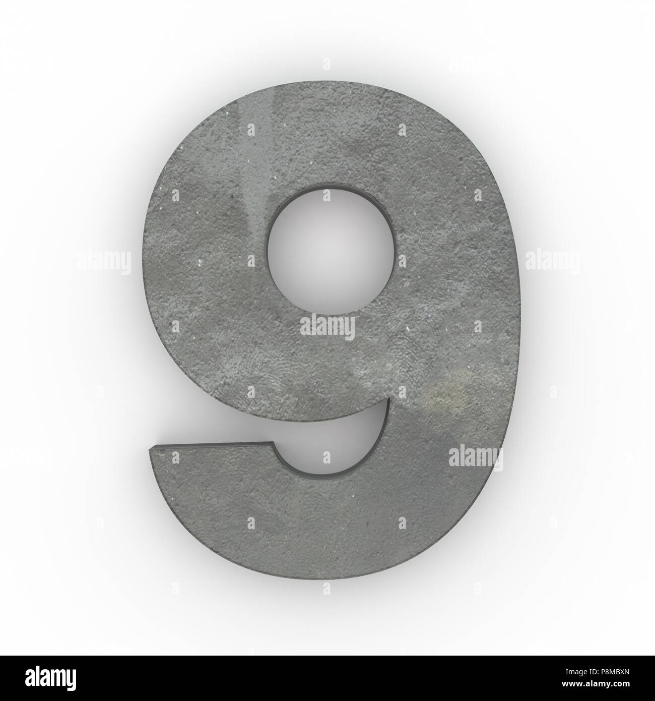 Concrete number 9 isolated on white background Stock Photo - Alamy