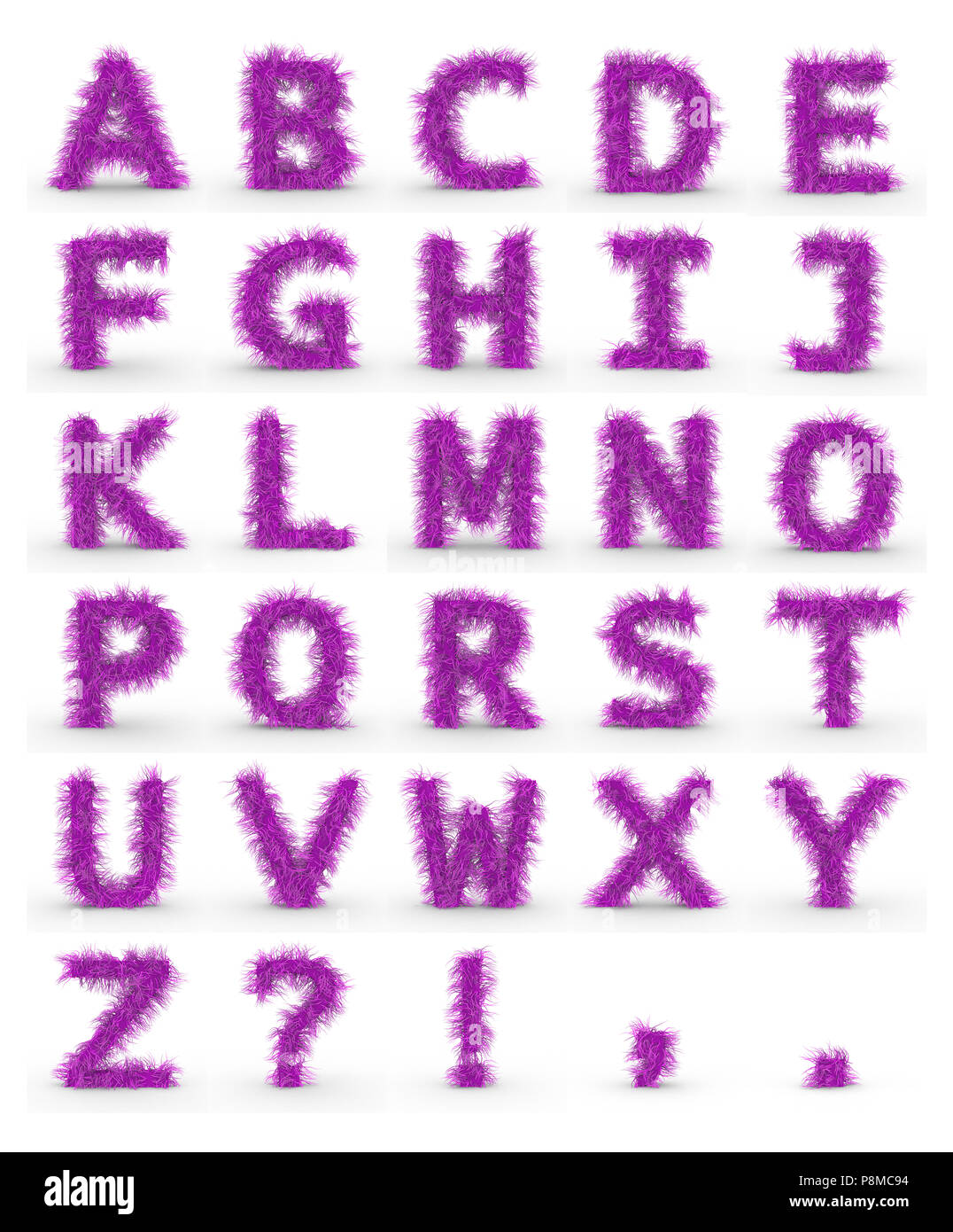 Pink fur alphabet letters isolated on white background Stock Photo - Alamy