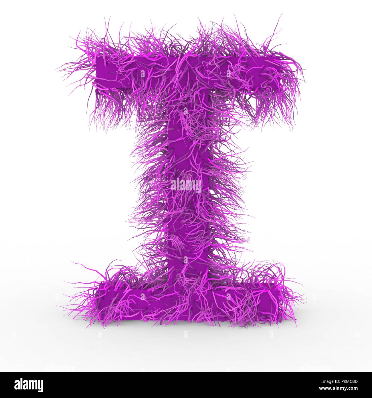 Pink fur letter I isolated on white background Stock Photo - Alamy