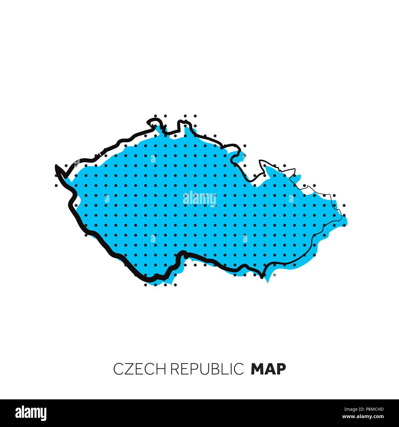 Czech Republic vector country map. Map outline with dots Stock Vector ...