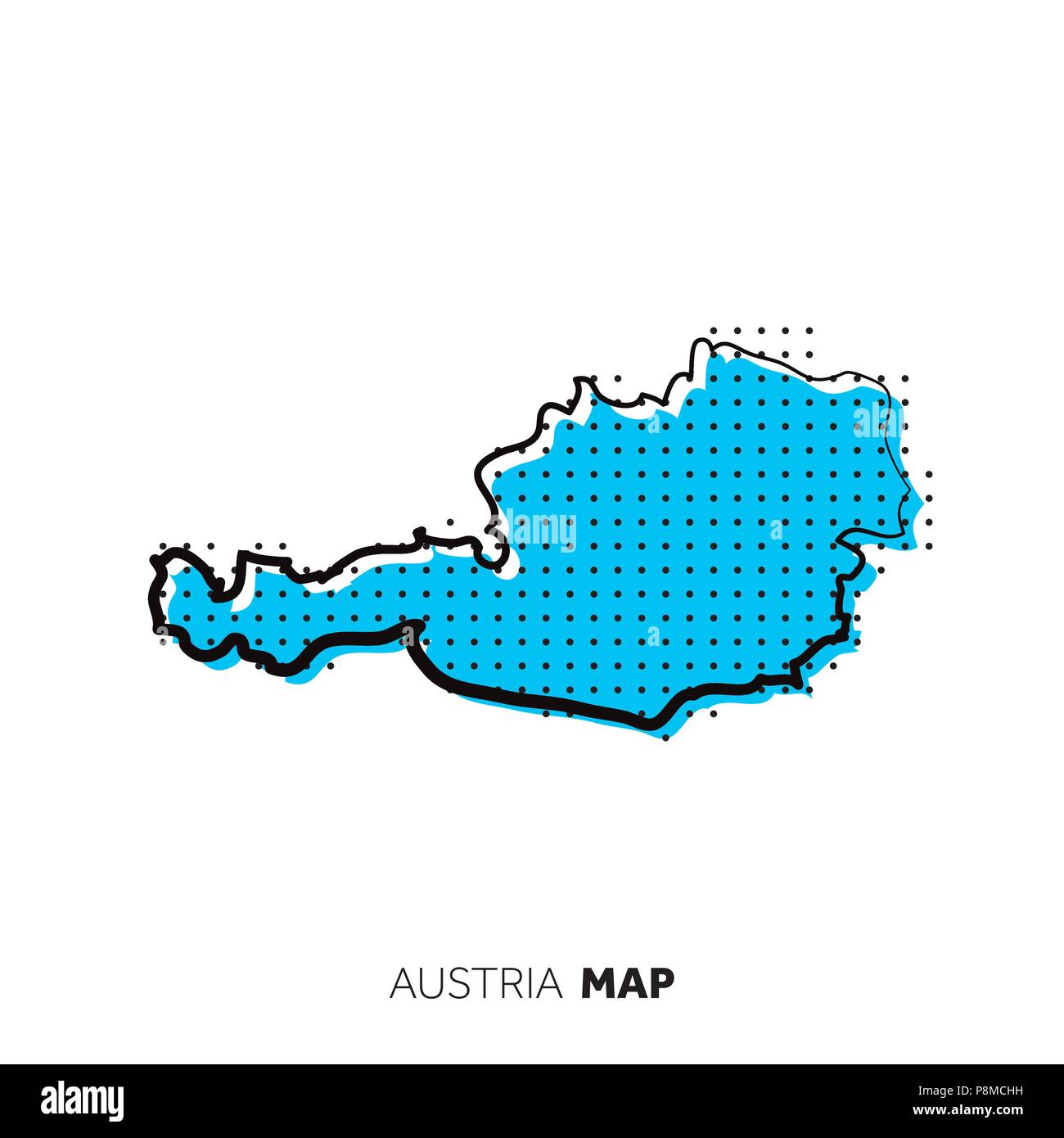 Austria vector country map. Map outline with dots Stock Vector Image ...