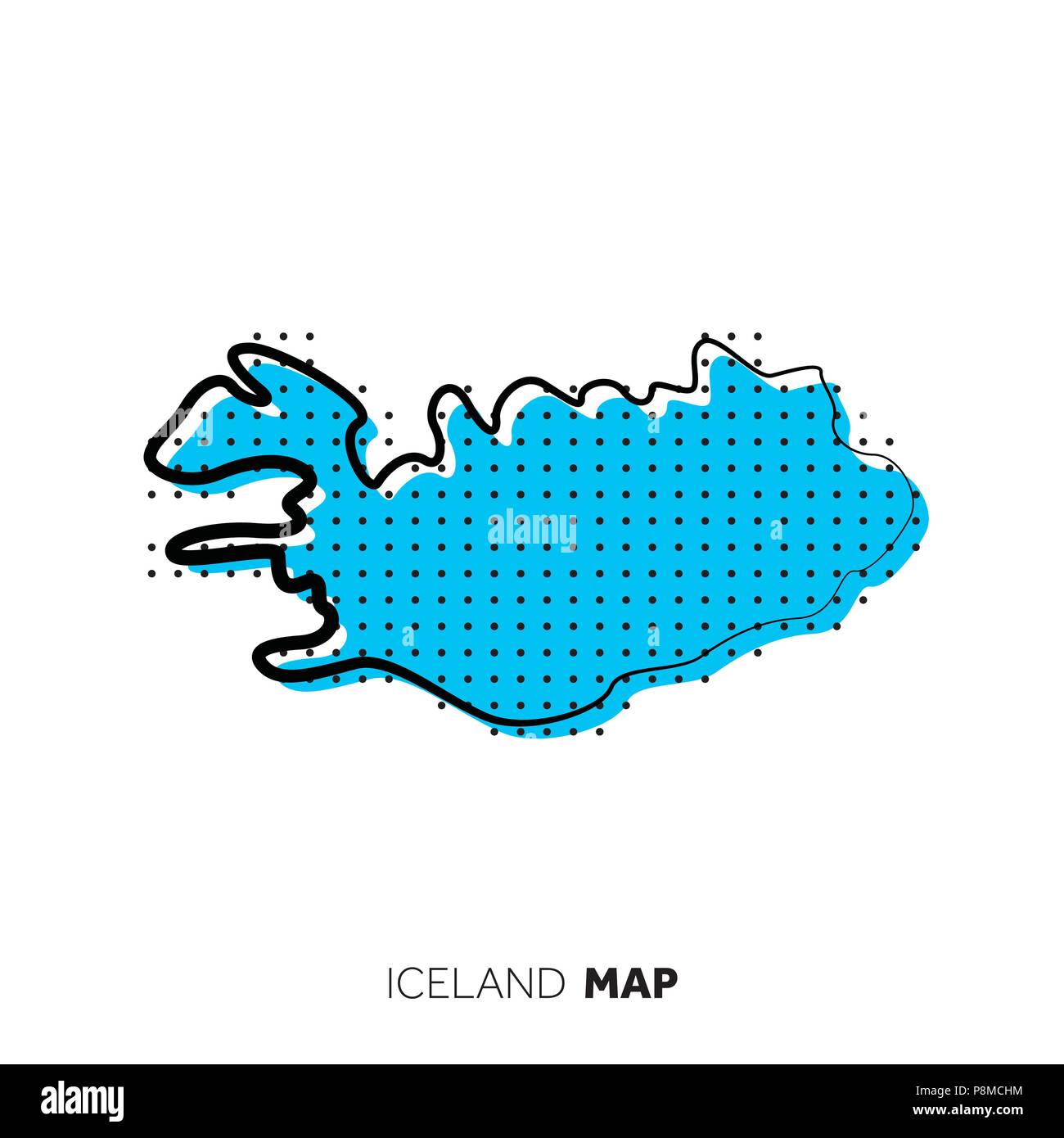 Iceland vector country map. Map outline with dots Stock Vector Image ...