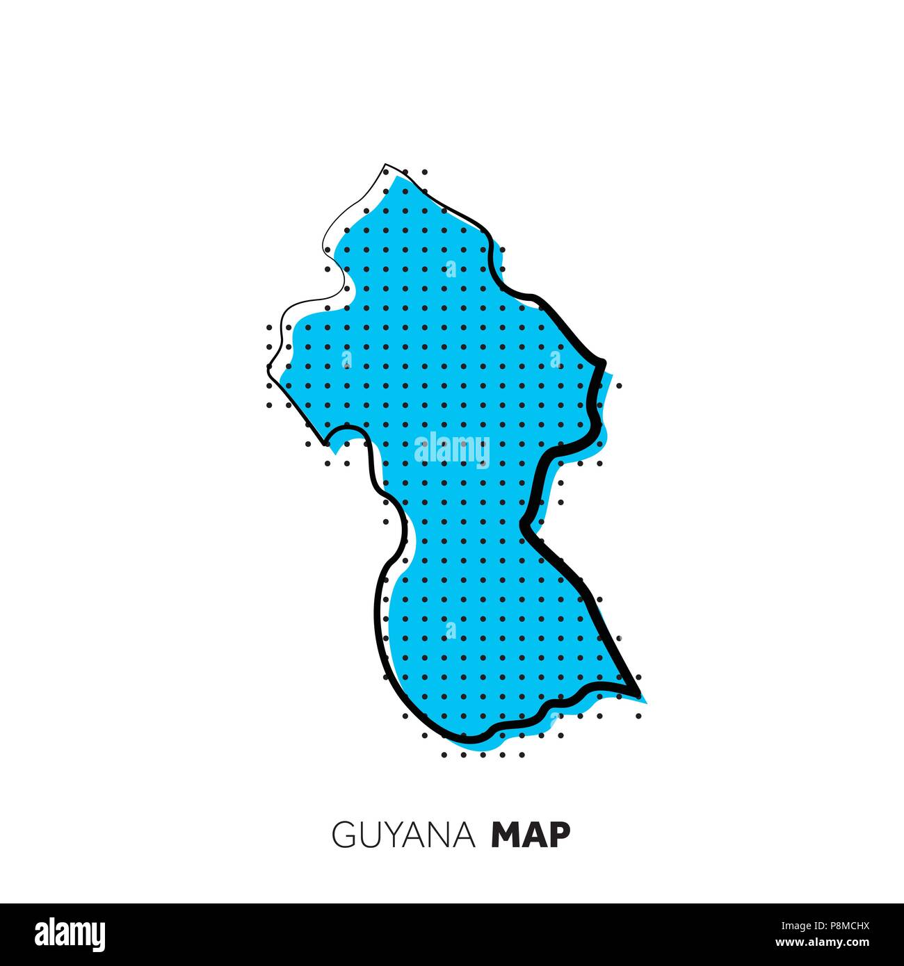 Guyana vector country map. Map outline with dots Stock Vector Image ...