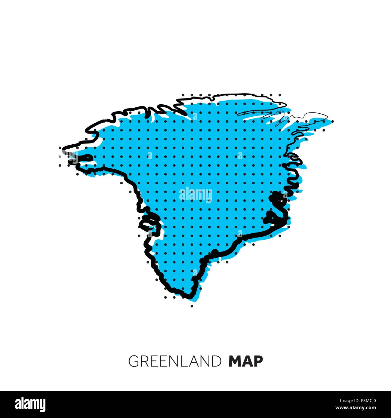 Greenland vector country map. Map outline with dots Stock Vector Image ...