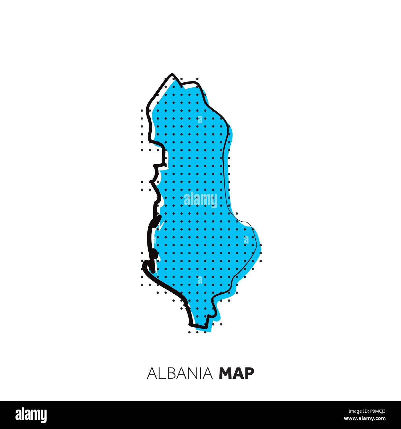 Albania vector country map. Map outline with dots Stock Vector Image ...