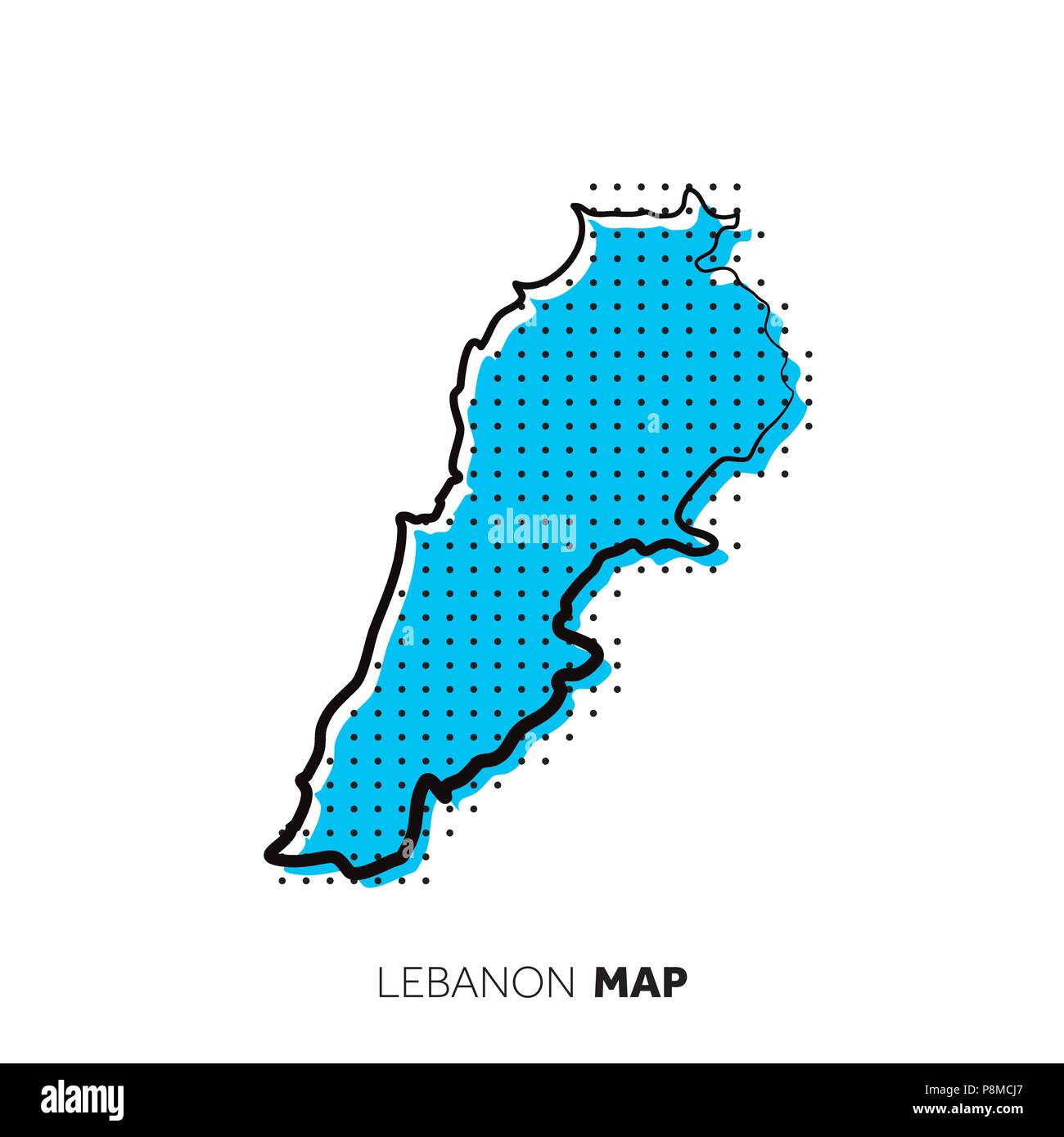Lebanon vector country map. Map outline with dots Stock Vector Image ...