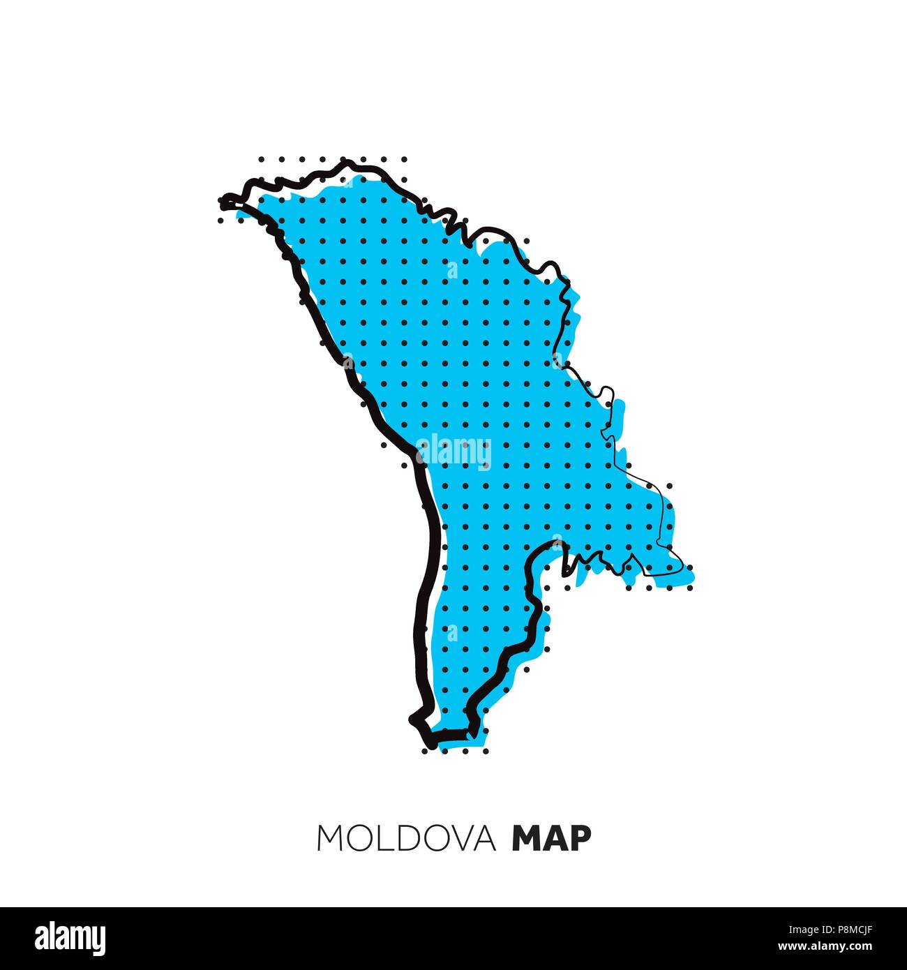 Moldova vector country map. Map outline with dots Stock Vector Image ...