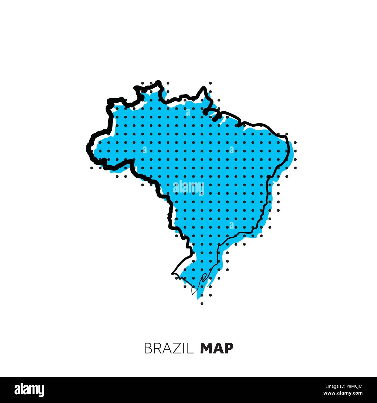 Brazil vector country map. Map outline with dots Stock Vector Image ...