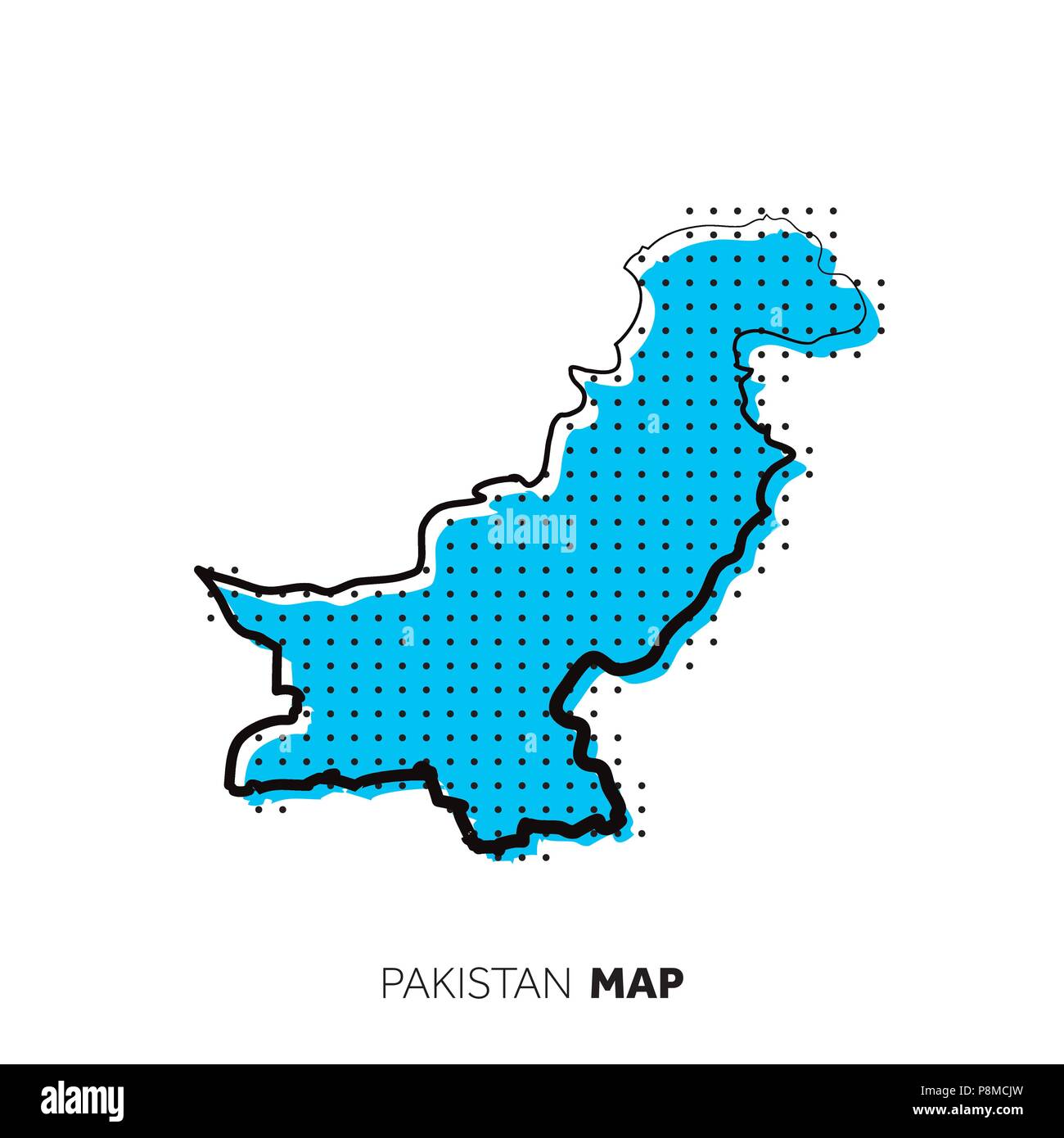 Pakistan vector country map. Map outline with dots Stock Vector Image ...