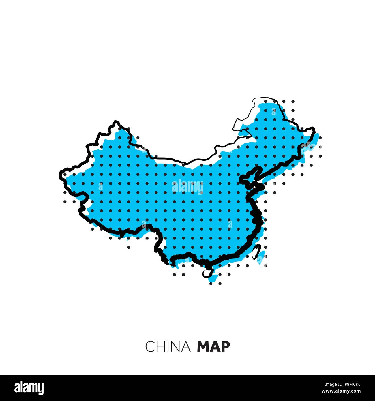 China vector country map. Map outline with dots Stock Vector Image ...