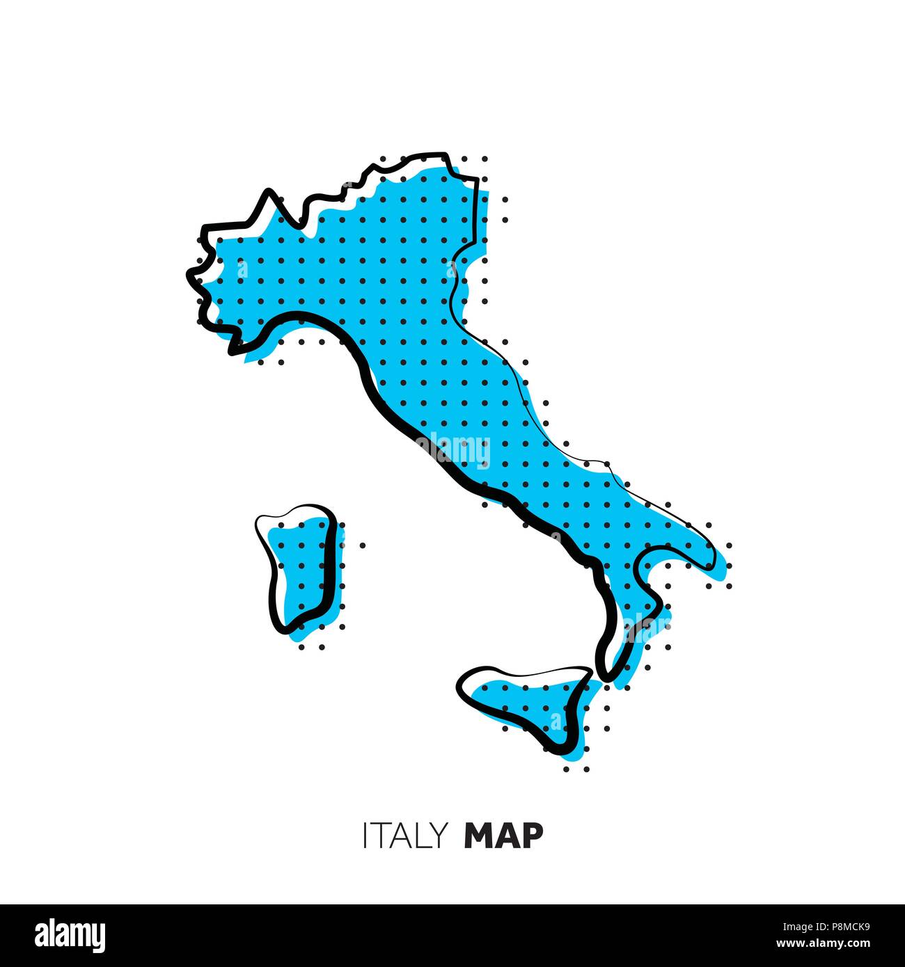 Italy vector country map. Map outline with dots Stock Vector Image ...