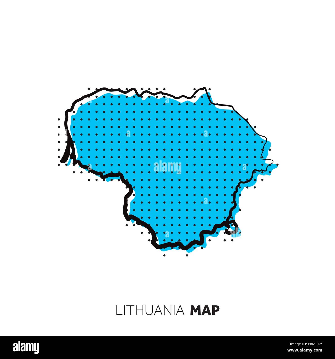 Lithuania vector country map. Map outline with dots Stock Vector Image ...