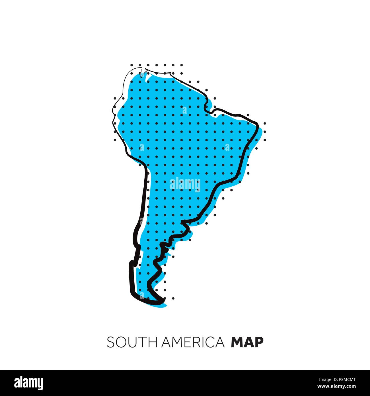 South America vector country map. Map outline with dots Stock Vector ...