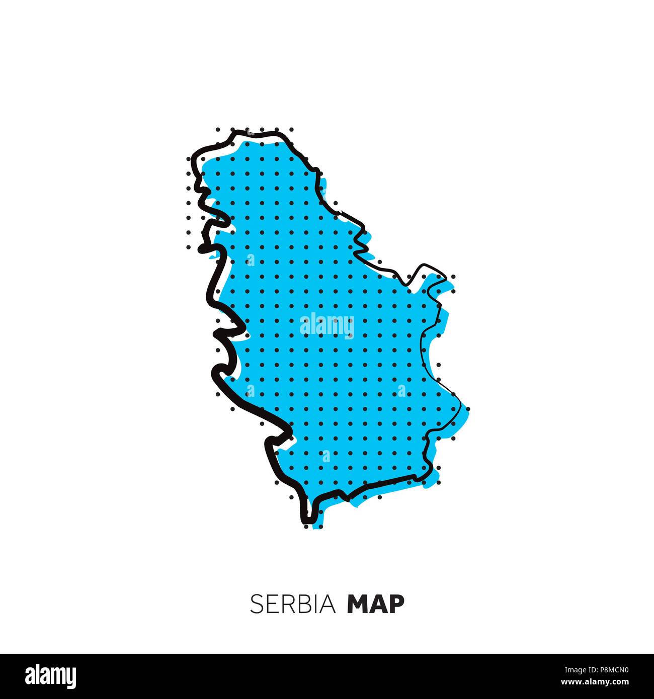 Serbia vector country map. Map outline with dots Stock Vector Image ...