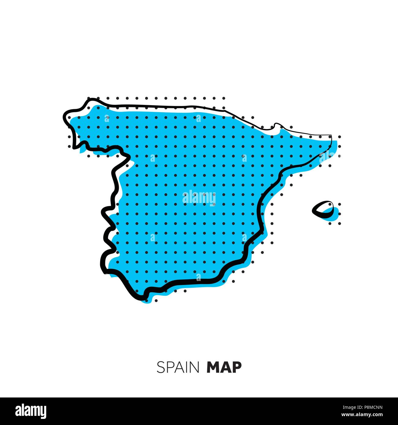 Spain vector country map. Map outline with dots Stock Vector Image ...