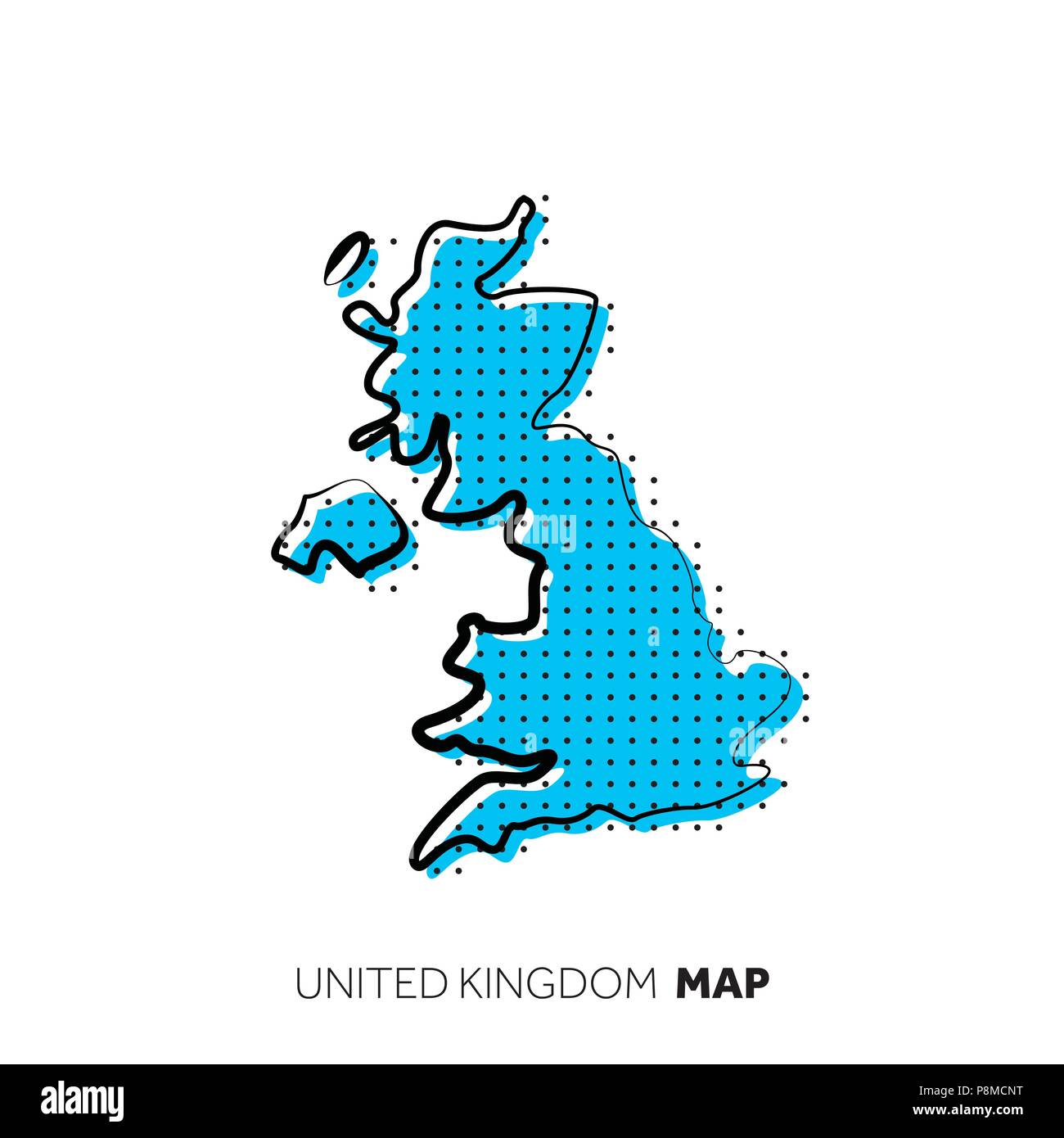United Kingdom vector country map. Map outline with dots Stock Vector ...