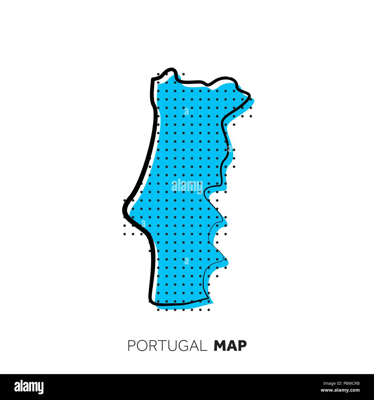 Portugal vector country map. Map outline with dots Stock Vector Image ...