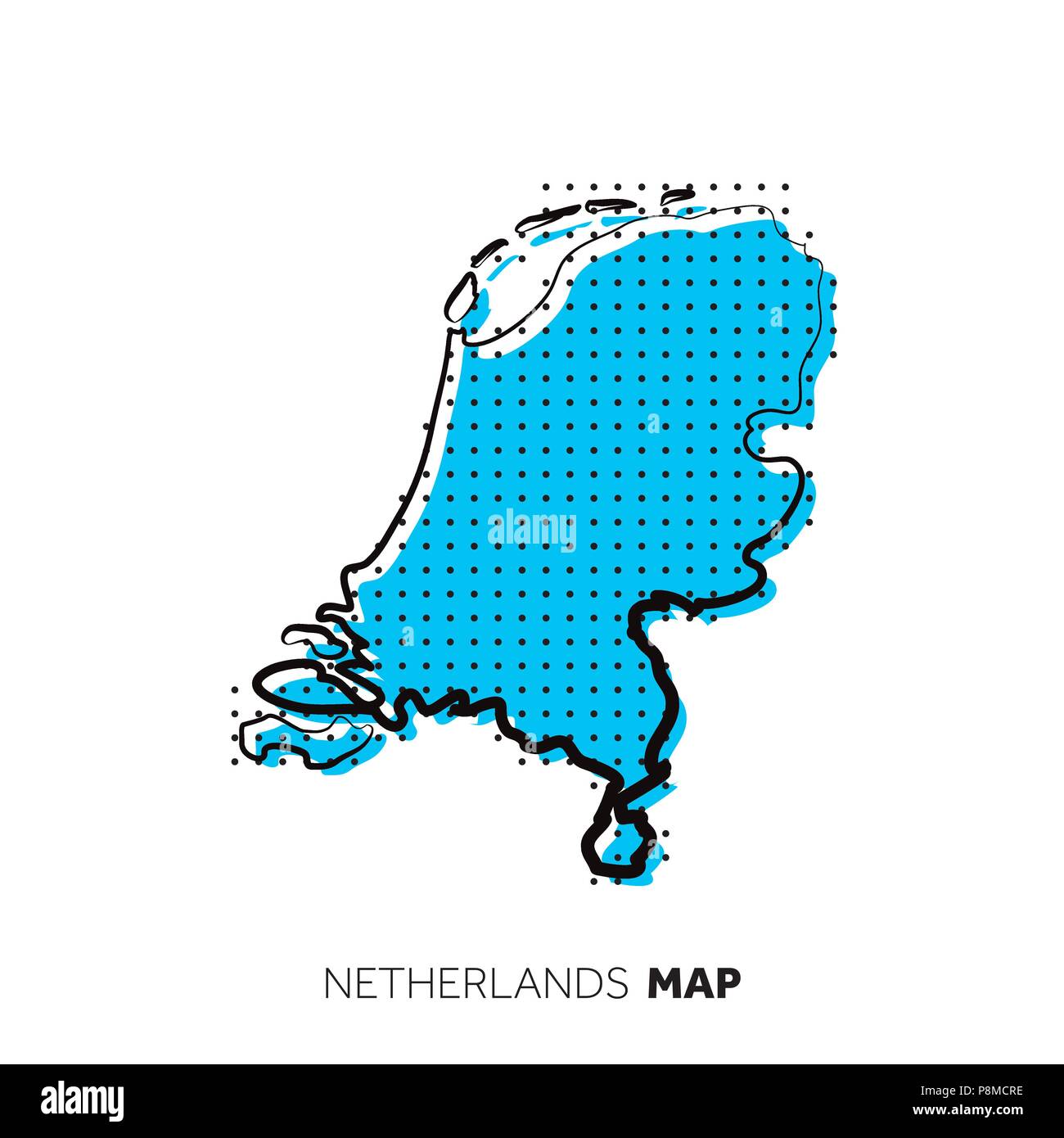 Netherlands vector country map. Map outline with dots Stock Vector ...