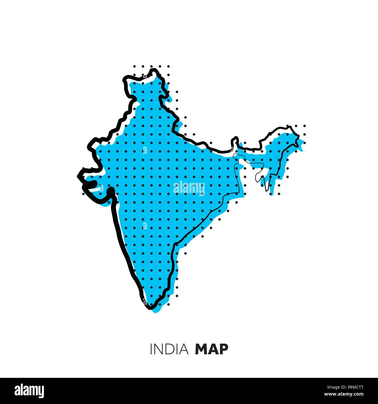 India vector country map. Map outline with dots Stock Vector Image ...