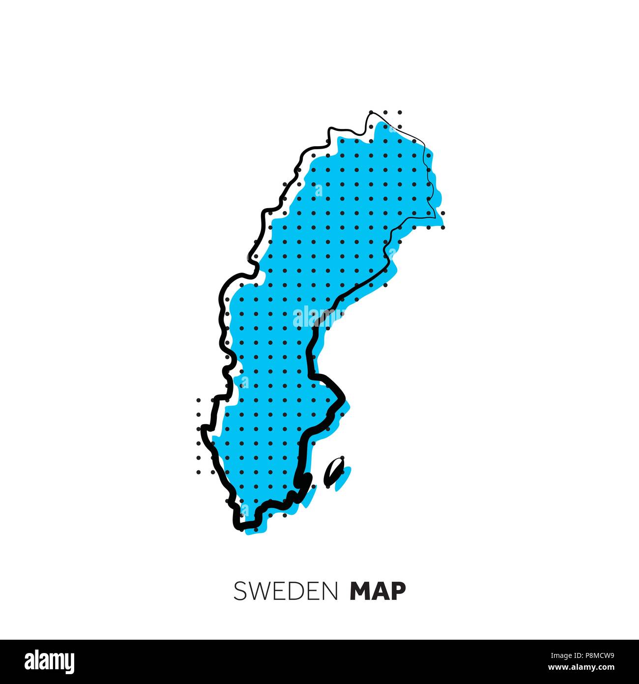 Sweden vector country map. Map outline with dots Stock Vector Image ...