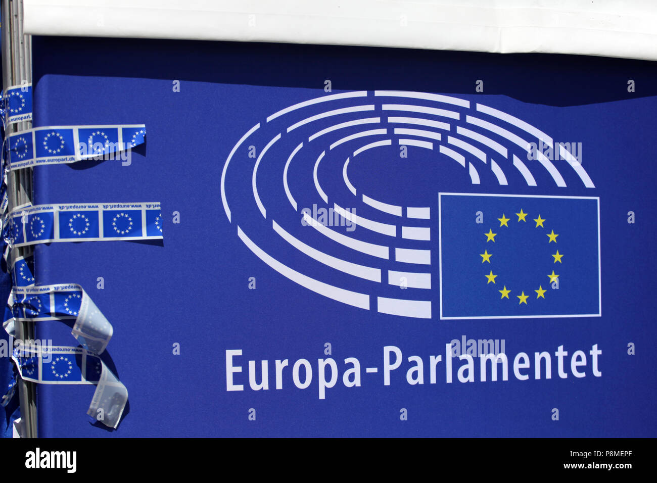 EU-parlament logo held tight by some adhesive tape Stock Photo - Alamy