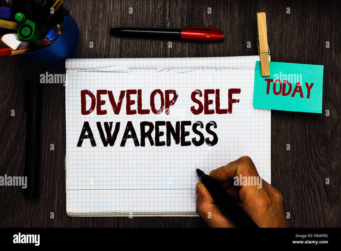 Conceptual hand writing showing Develop Self Awareness. Business photo ...