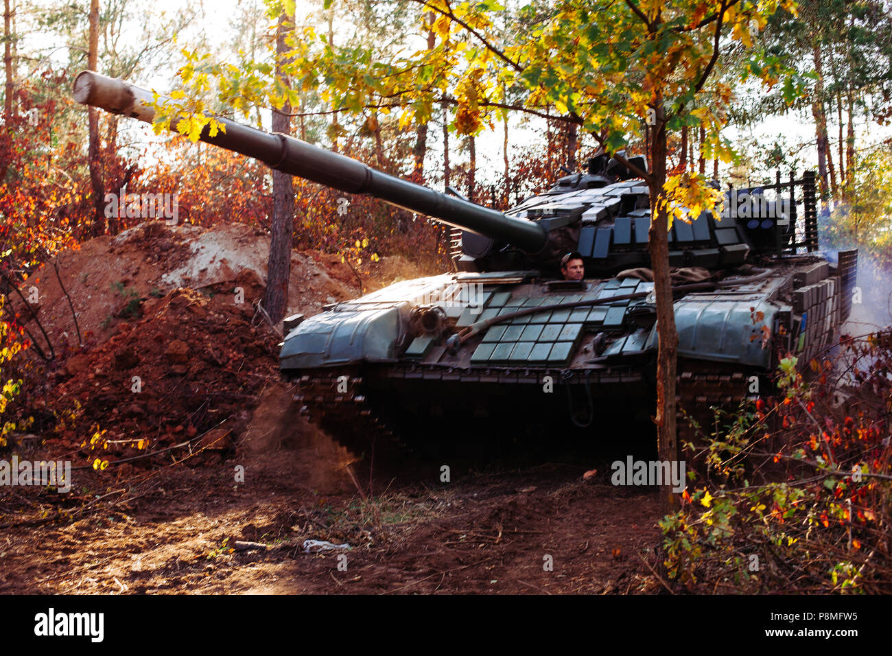 tank in a real war on donbass Stock Photo - Alamy