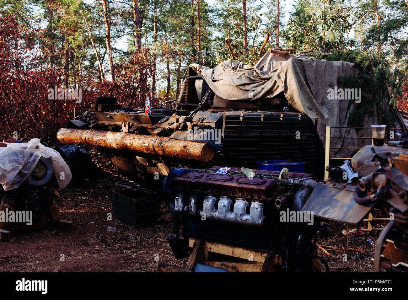 tank in a real war on donbass Stock Photo - Alamy